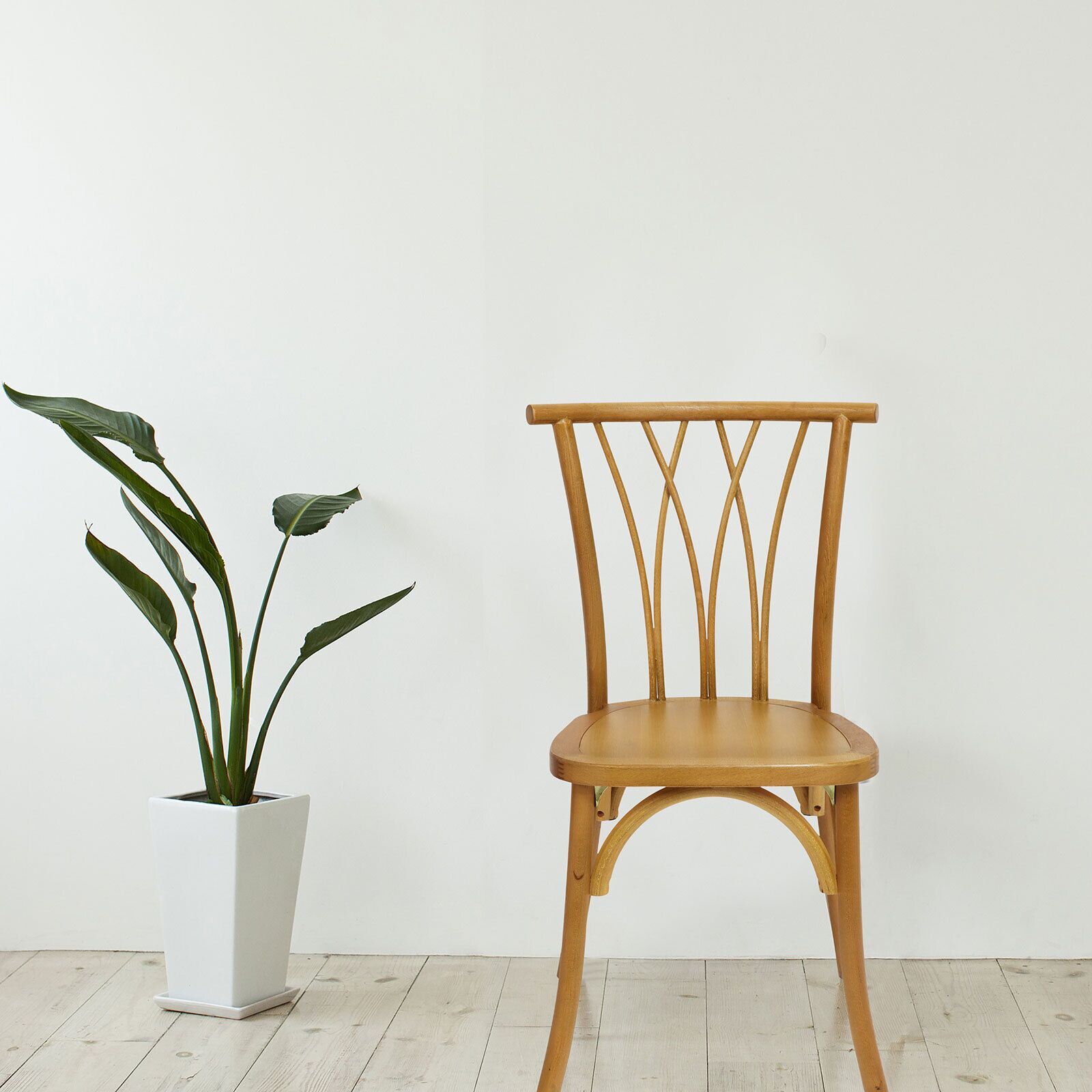 16.73″ x 17.72″ x 34.45″ Natural Beech, 6 Pillars Cross Back Chair ...
